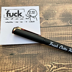 WAKIWI Fresh Outta Fucks Pad and Pen, Snarky Novelty Office Supplies,Funny Desk Accessory Gel Pen With Notepad,Humor Gifts for Friends Colleagues Boss (Notepad)