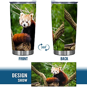 ZAQERFZ 20 Oz Insulated Tumblers Travel Mug With Lid Red Panda Stainless Steel Double Wall Vacuum Coffee Cup Gifts For Men Women Boys Girls
