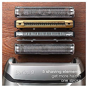 Braun Electric Razor for Men, Waterproof Foil Shaver, Series 9 9390cc, Wet & Dry Shave, With Pop-Up Beard Trimmer for Grooming, Cleaning & Charging SmartCare Center and Leather Travel Case, Silver