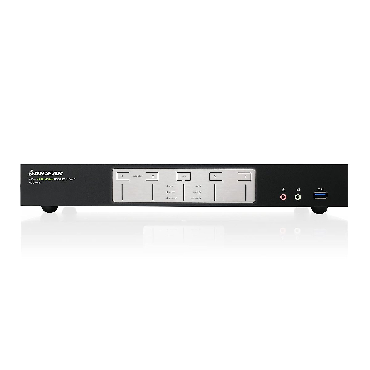 IOGEAR 4-Port 4K Dual View KVMP Switch with HDMI, Audio, UHD 4K@60Hz RGB 4:4:4, USB 3.0 Hub, Audio, Hotkey, Button Switching, PC Monitor Keyboard Mouse Switch for 4 PCs 2 Monitors w/Cables - GCS1944H