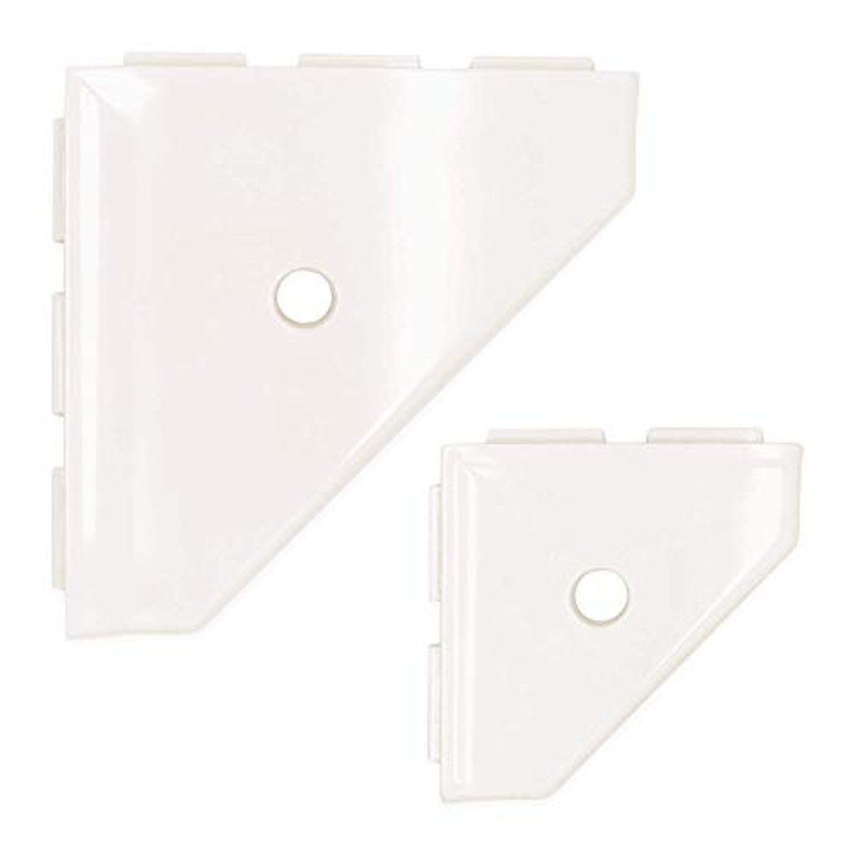 Questech Décor 8 Inch Corner Shower Shelf and 5 Inch Shower Caddy Soap Dish, Geo Lugged Back for New Construction, Wall Mounted Bathroom Shower Organizer, White Polished