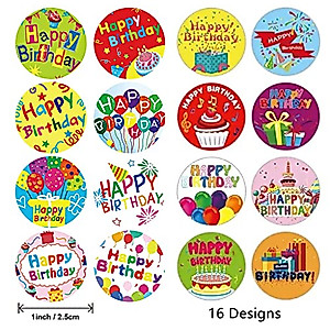 Happy Birthday Stickers for Kids 1 Inch 1000 Labels 2 Roll Adhesive Stickers for Happy Birthday Party and Baby Shower Decorative, Envelope Sealing, Gift Wrap