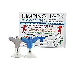 Jumping Jack Audio Splitter Ultimate Sound Experience, 3.5mm Audio Splitter for Headphones - Aux Splitter Connect 2 Headphones, Enhance Music Sharing, Color Vary - Pack of 2