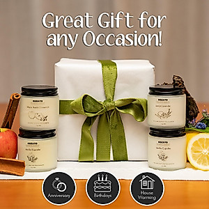 ROZATO Set of 4 Scented Jar Candles, Aromatherapy Candles Clearance for Home Scented, Long-Lasting 100% Soy Wax Candle Gifts for Women Her Mom Housewarming, Lavender Vanilla Apple Cinnamon Scents