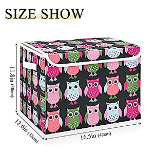 innewgogo Cute Owl Storage Bins with Lids for Organizing Dust-proof Storage Bins with Handles Oxford Cloth Storage Cube Box for Pets Toys