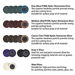 Pneumatic Mini Orbital Sander Grinder Polisher Kit, 2 inch Air Right Angle Surface Prep Tool with 41pcs Roll Lock Discs