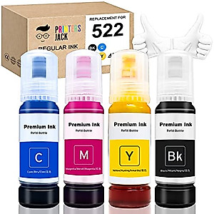 Printers Jack Compatiable Epson T522 Refill Ink Bottle Kit for Epson EcoTank ET-2720, ET-4700