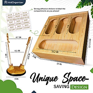AidOrganizer Ziplock Bag Organizer for Kitchen Drawer - Premium Plastic Bag Holder and Organizer for Sandwich Baggies - Space-Saving Storage Solution with Ziplock Bag Holder