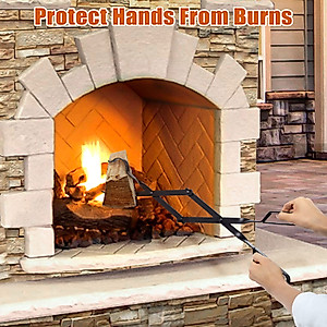 AGM Fireplace Tongs, 26" Fire Pit Accessories Firewood Tongs, Log Grabber for Thick logs, Heavy Duty Wrought Iron Fire Pit FireTongs, Campfire BBQ Stove Log Tweezers, Outdoor/Indoor Fire Pit Tools