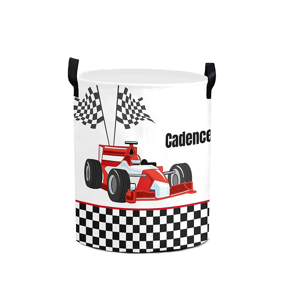 Personalized Laundry Baskets,Race Car Checkered Custom Gift Collapsible Hamper Clothes Storage Bin for Home Room Toy Boys Girl Holiday