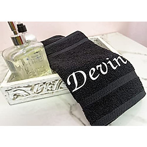 Custom Embroidered Washcloth Towel Set for Body and face. 100% Soft Cotton Embroidered Makeup Washcloths. Facial and Body Cleansing, Reusable Face and Body Towel Set. Set of Four. (Black)