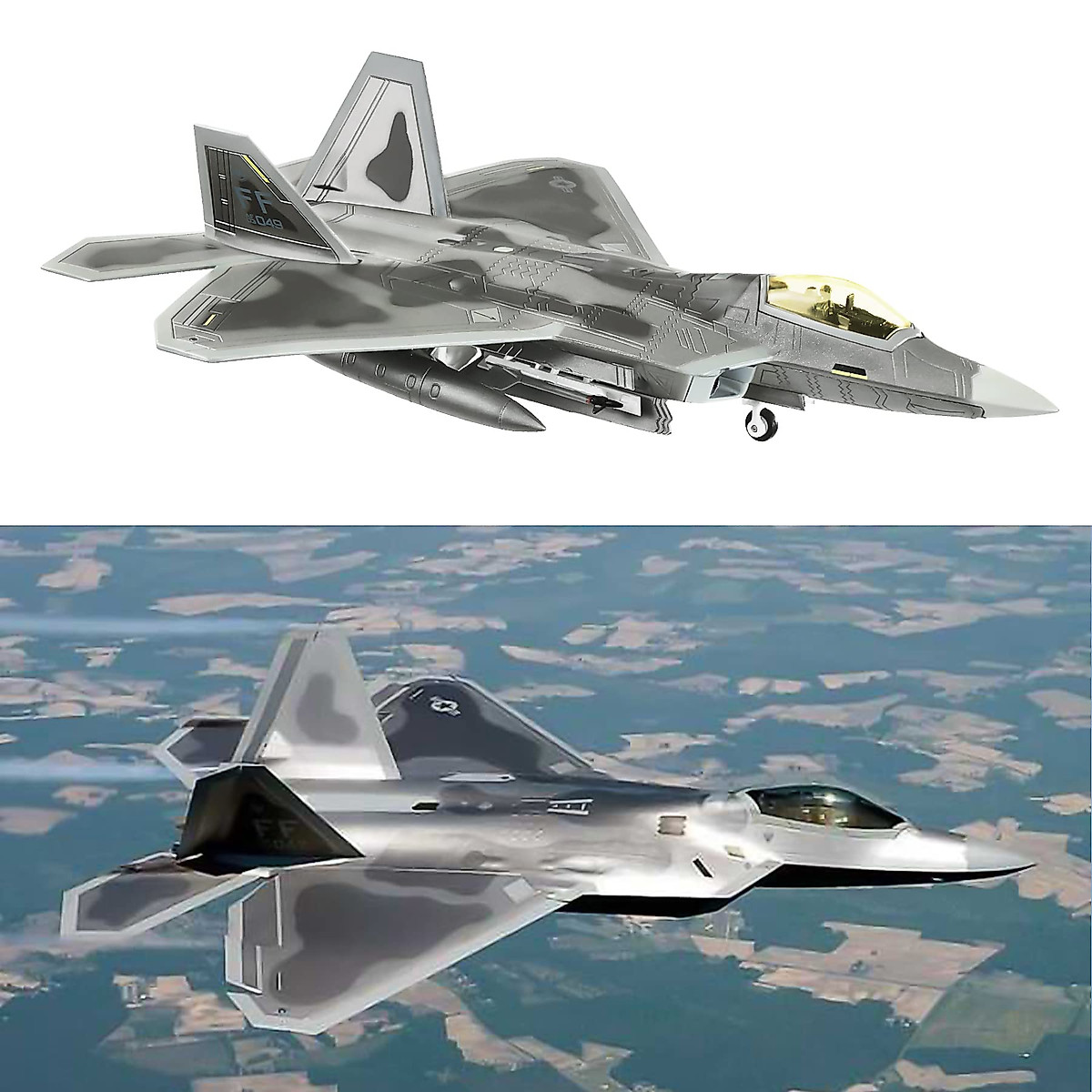 HANGHANG 1/100 Scale F-22 Raptor Airplane Model Diecast Military Fighter Plane Model for Collection and Gift
