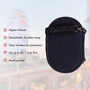 PinFolio Go Pin Display Bag, Lightweight & Compact Sports & Disney Pin Book Designed for Loungefly Backpacks & Easy Trading Up to 40 1-Inch Enamel Pins (Black)
