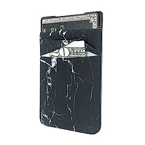 uCOLOR Two Pack Phone Card Holder Stretchy Lycra Wallet Pocket Credit Card ID Case Pouch Sleeve 3M Adhesive Sticker on iPhone Samsung Galaxy Android Smartphones (Black White Marble)