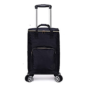 ATAAYLarge-Capacity Shopping cart, Luggage cart, Foldable Portable Trolley cart, Grocery Shopping cart, Lightweight and Waterproof (Plaid 94 * 32 * 20cm) (Black 94 * 32 * 20cm)
