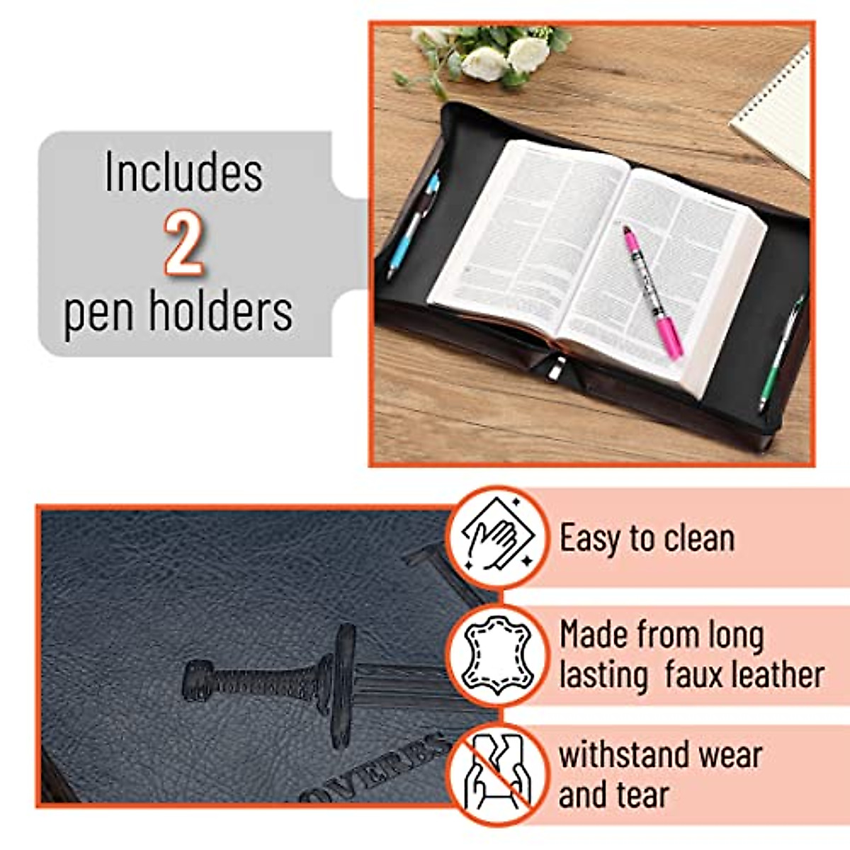 Mr. Pen- Bible Cover for Men, Large(PLEASE PAY ATTENTION TO SIZE), Faux Leather Bible Cover, Bible Cover, Bible Case, Bible Bag, Bible Case for Men, Bible Holder, Bible Carrying Case, Bible Cover Case