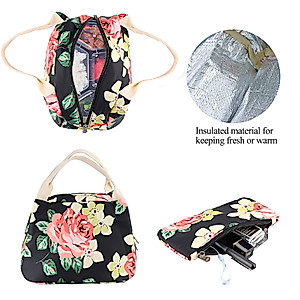 Teen Girl School Backpack with Lunch Box Pencil Case, 3 in 1 Canvas Student BookBag Set for Elementary School (Floral)