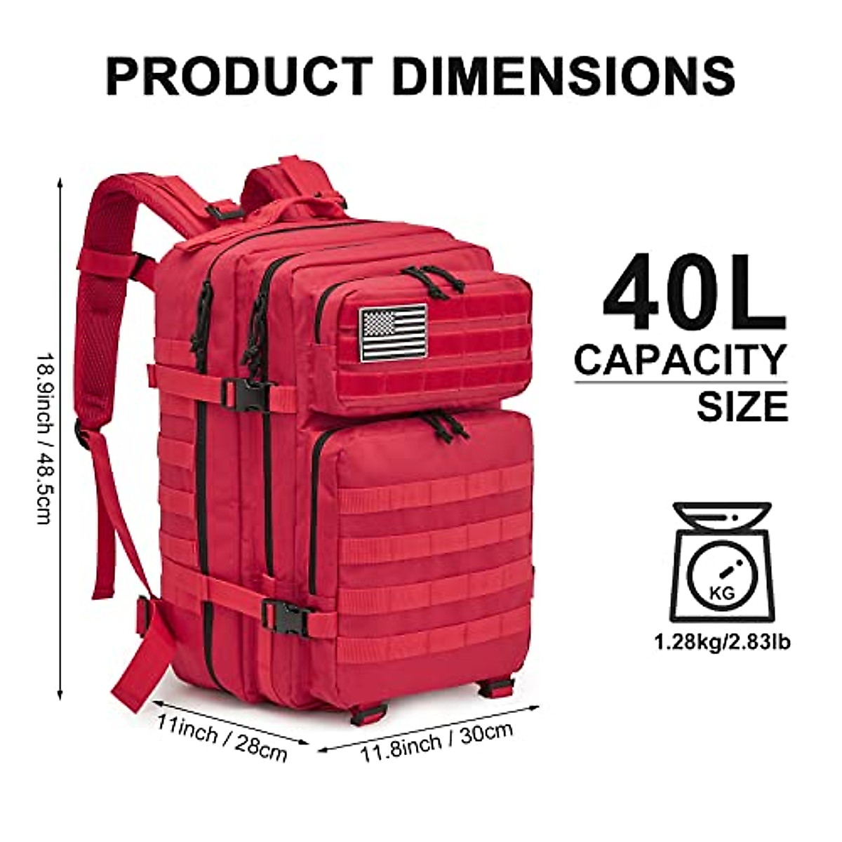 G4Free 40L Military Tactical Backpack 3 Day Assault Survival Molle Pack Bug Out Bag Fishing Backpack Rucksack