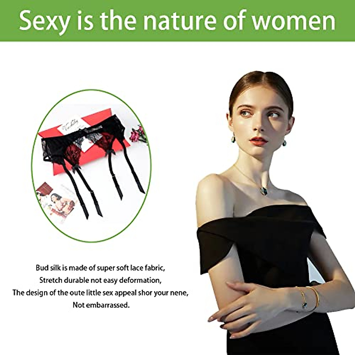 AWFOUGAR Sexy Lace Adjustable Garter Belt High Waisted Hollow Out Lace Suspender Garter Belts for Women