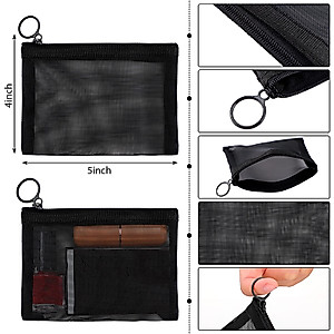 Black Small Zipper Pouch Mesh Mini Cosmetic Bag Coin Purse Bulk Mesh Coin Pouch Organizer for Women Travel Home, 5 x 4 Inch(20 Pcs)