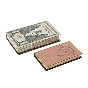 Creative Co-Op MDF & Canvas Book, Set of 2 New England Landscapes Storage Box, Multi Color, 2 Count