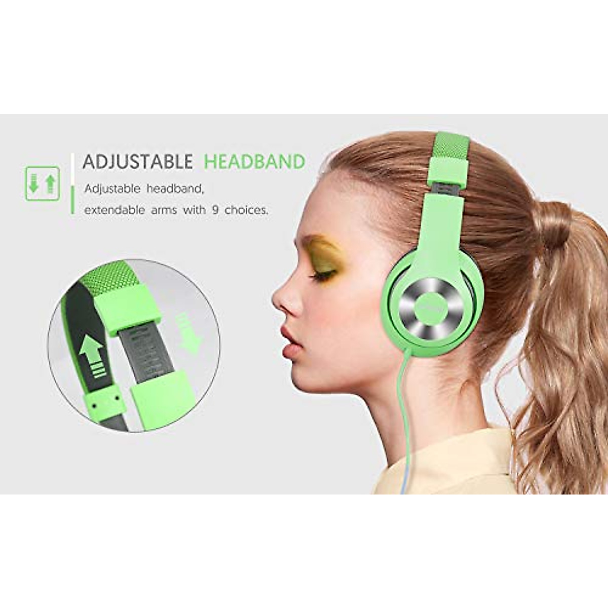 AUSDOM Lightweight Over-Ear Wired HiFi Stereo Headphones with Built-in Mic Comfortable Leather Earphones Noise Isolating Adjustable Deep Bass for iPhone iPod iPad Macbook MP3 Smartphones Laptop- Green