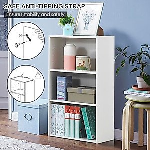 Giantex 2 Pieces 3 Shelf Bookcase Book Shelves Open Storage Cabinet Multi-Functional Home Office Bedroom Furniture Display Bookcases, White