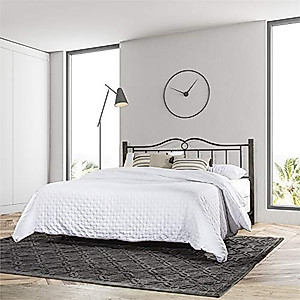 Hillsdale Dumont Metal King Headboard with Double Arched Scroll Design and Wood Posts with Frame, Textured Black