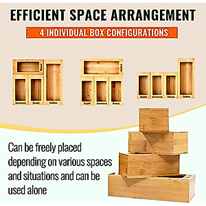 NC Ziplock bag storage organizer, 4 separate Baggie Organizer for Drawer，Bamboo Organizer Compatible with Gallon, Quart, Sandwich and Snack Variety Size Bag