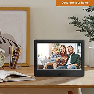 PiPivision 7-inch Digital Picture Frame, Plug in USB or SD Electronic Photo Frame, HD Display with Remote Control, Video and Music Support, Slideshow, Wall Mountable, for Seniors