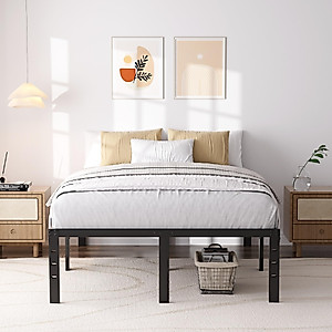 SHLAND King Size Bed Frame, 18 Inch Heavy Duty Metal Platform Bed Frame No Box Spring Needed, Mattress Foundation, Storage Space, No Noise, Easy Assembly