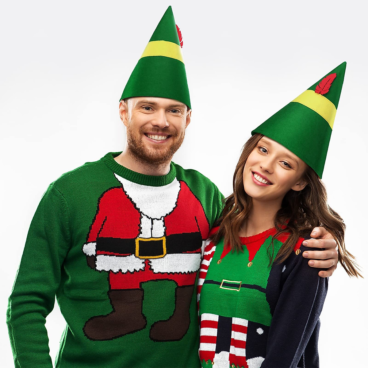 2 Pcs Christmas Elf Hat the Elf Costume Accessories Christmas Elf Buddy Hat Holiday Santa Hats Elves Hats for Men Women Costume Supplies()