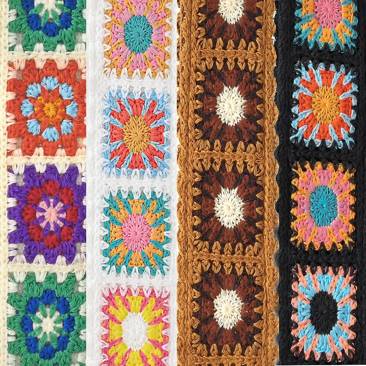 PAXMATE Purse Strap Replacement Crossbody Handbag Guitar Strap Purse Shoulder Strap Adjustable Crochet Flower Bag Strap