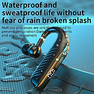Bluetooth Headset Wireless Bluetooth 5.2 Business Ear Hanging Headphone with Mic, 250mAh LED Digital Display Screen Noise Reduction Sweatproof Earphones for Cell Phone, Car, Office, Sports