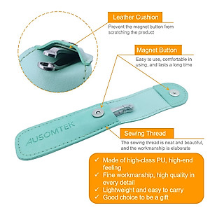 Ausomtek Nose Hair & Ear Hair Trimming Tweezers, Eyebrow Grooming Scissors, Eyelash Clipper, Stainless Steel Grooming Scissors, Safe Round-Headed, for Men and Women (Cyan PU Case) (1 Pack)