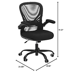GTRSJ Office Chair with Flip up Armrests Mesh Executive Chairs Ergonomic Desk Chair with Lumbar Support Swivel Computer Chair for Conference Room Max Capacity 300lbs (Black/Noir)