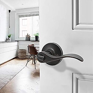 Gobrico Oil Rubbed Bronze Privacy Door Lever for Bathroom Bedroom Keyless Door Lockset Universal Handle,1Pack