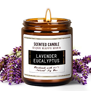 Premium Eucalyptus & Lavender Scented Candles - Soy Wax Candles | Aromatherapy Candles for Stress Relief, Meditation, Yoga, Relaxing, SPA | Natural Jar Candles for Home Men Women Office