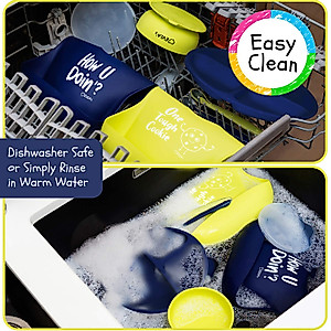 EVLA'S Baby Feeding Set, Baby Led Weaning Supplies, Adjustable Silicone Bibs, Divided Plate, Suction Bowl with Lid, Soft Spoons for Babies or Toddlers, Baby Registry must have!