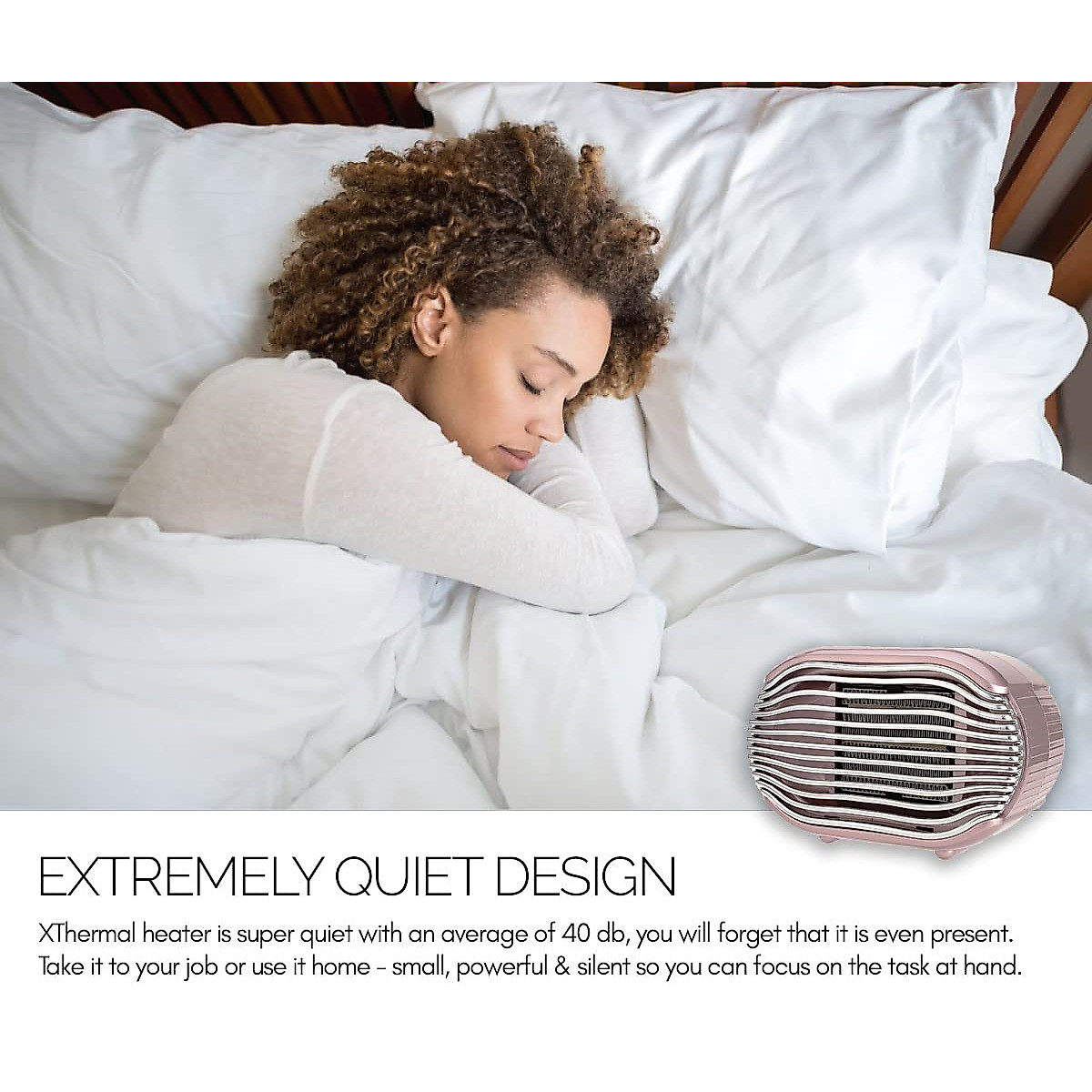 XThermal Portable Office Heater - Ceramic Heater for Desk Use 800w Power Output - Warm Hands, Legs - Useful for Bedroom and Kitchen Also (Pink)