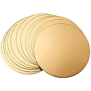 Fox Run 12-Piece Cardboard Scalloped Cake Circle Base, 10 x 10 x 0.25 inches, Gold