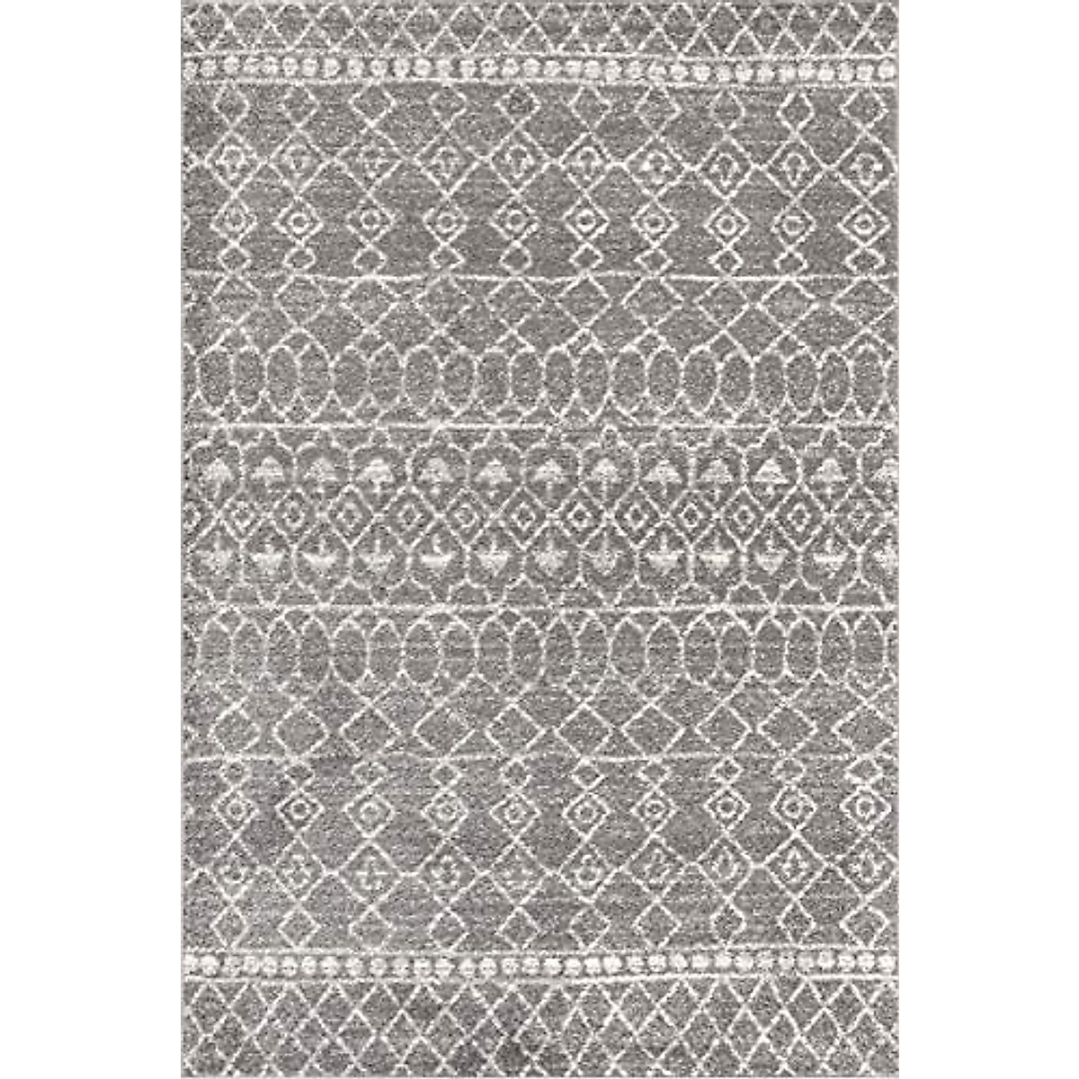 JONATHAN Y MOH209B-8 Izil Moroccan Beni Souk Indoor Farmhouse Area-Rug Bohemian Minimalistic Geometric Easy-Cleaning Bedroom Kitchen Living Room Non Shedding, 8 X 10, Gray,Cream