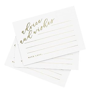 Bliss Collections Advice and Wishes Cards, Gold Foil, Perfect for: Bridal Showers, Wedding, Baby Shower, Graduation Party, Retirement, Words of Wisdom, 4"x6" Heavyweight Cards (50 Cards)