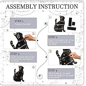 YUAB Cat Shaped Shelf | Cat Wall Crystal Shelf | Creative Cat Crystal Shelf Decorative for Living Room, Dining Room, Bedroom, Black