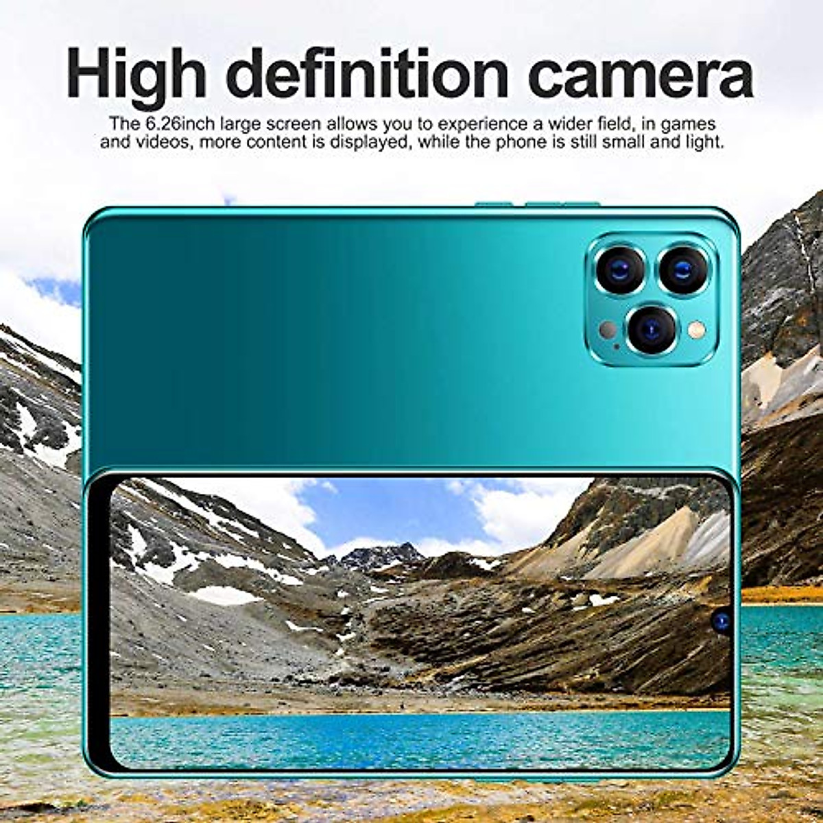 Unlocked Android Smartphone, 6.26in HD Screen Cell Phone, 2MP+2MP Camera 1GB RAM + 8GB ROM Smartphone, Dual Card Dual Standby, Face Recognition, with WiFi+BT+FM+GPS(Green)