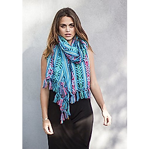 Del Mex Mexican Rebozo Shawl Blanket Doula (X-Large (9 ft x 5 ft), Turquoise)