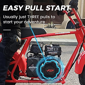 FRP GMB100 Mini Bike, 99CC 4-Stroke Mini Bikes for Adults, Off-Road Motorcycle W/LED Headlight, Goggles, Gloves and Neck Gaiter Up to 28 Mph, Weight Support Up to 220 LBS（Red）