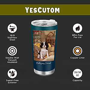 YESCUSTOM Personalized Tumbler with Photo Text, Gradient Pictures Stainless Steel Insulated Tumblers Coffee Travel Mug, Custom Gifts for Anniversary Surprise Birthday for Dad, Mom, Friend-20 Oz