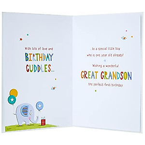 Regal Publishing Juvenile Birthday Card Age 1 Great Grandson - 9 X 6 Inches -