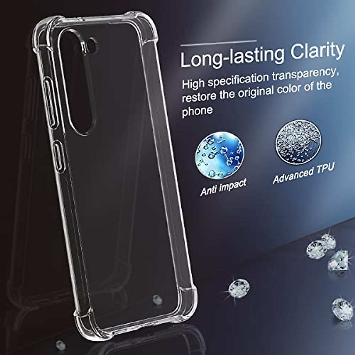Osophter Samsung Galaxy S23 Plus Case - Clear, TPU Shock-Absorbing, Reinforced Corners, Flexible Phone Cover